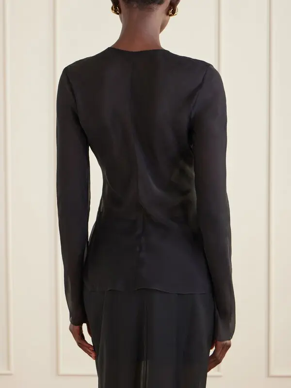 COLLEEN ALLEN Cut-out Silk-chiffon Blouse
