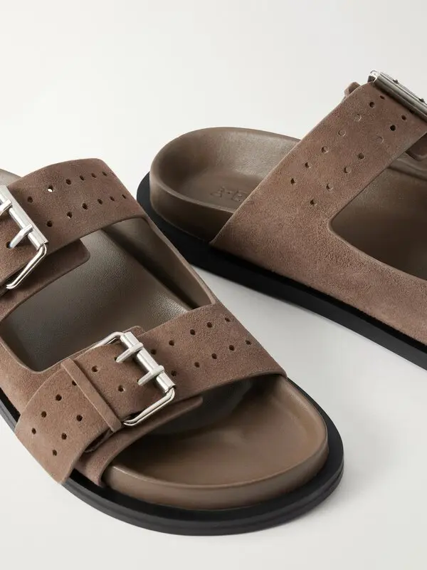 A.emery Leon Suede Buckled Sandals - Brown