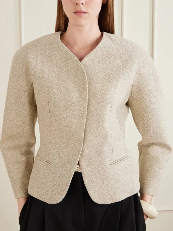 Jacquemus La Petite Veste Ovalo Cotton And Linen-blend Blazer - Neutrals