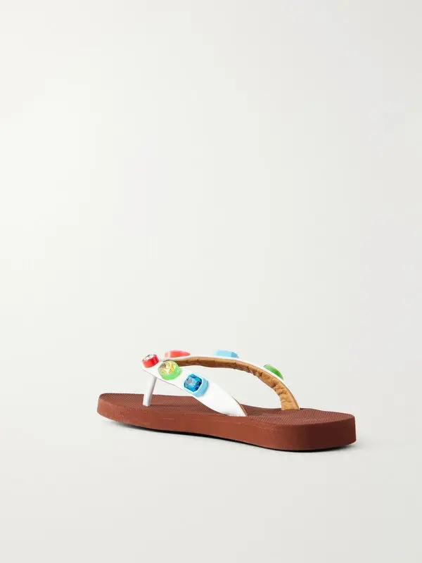 Marni Embellished Coated Flip Flops