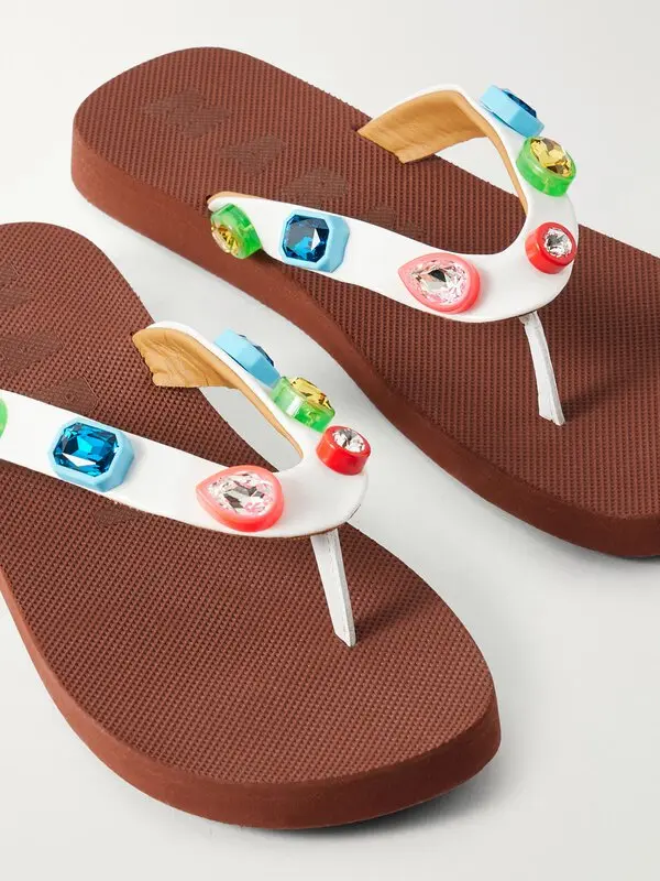 Marni Embellished Coated Flip Flops