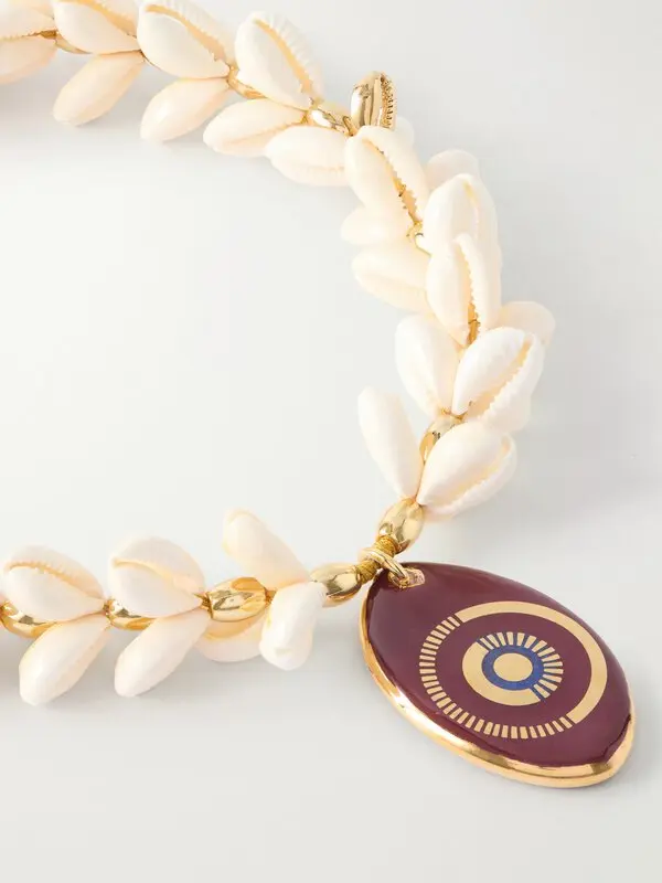 Tohum Design Gold-plated Seashell And Ceramic Necklace