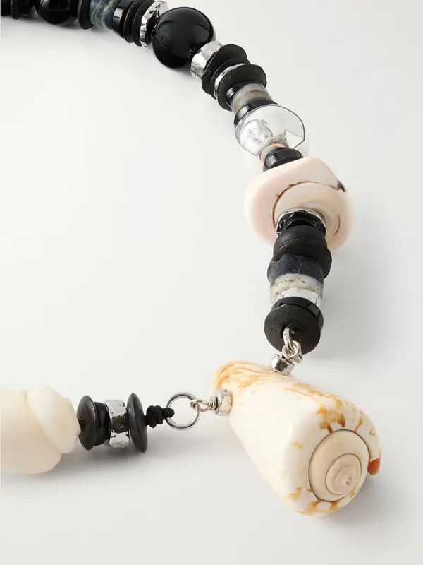 Tohum Design Samsara Silver, Onyx, And Seashell Necklace