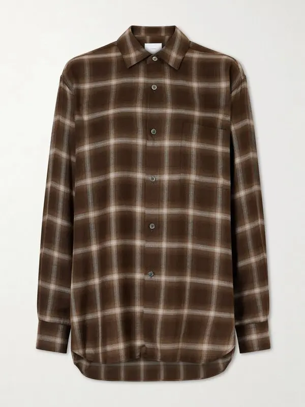 SSSTEIN Checked Lyocell-blend Gauze Shirt