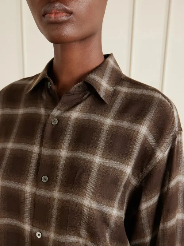 SSSTEIN Checked Lyocell-blend Gauze Shirt