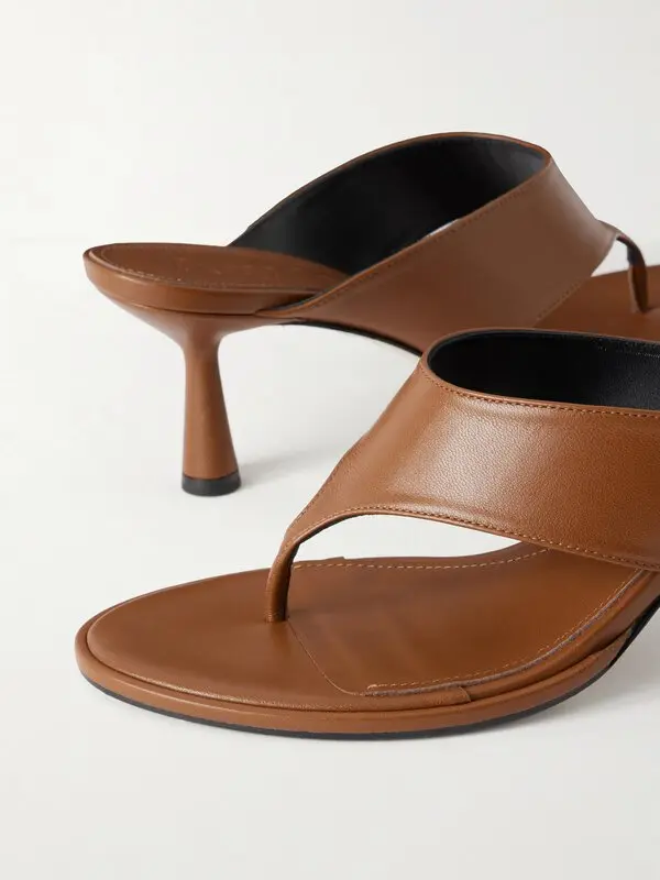 AeydĒ Olenna 65 Leather Thong Sandals - Brown