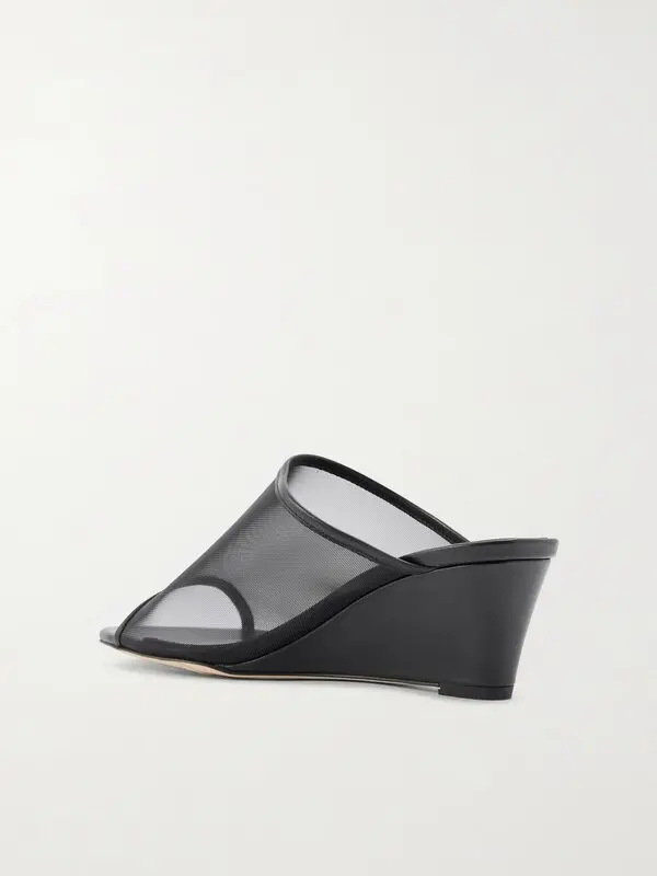 AeydĒ Suzanne Mesh Wedge Sandals - Black
