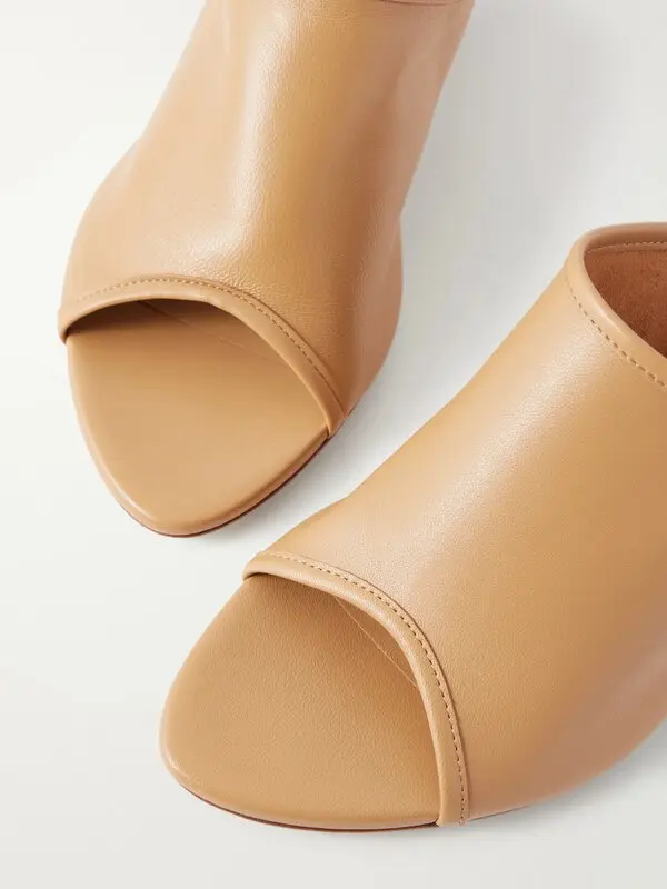 AeydĒ Suzanne Leather-trimmed Mesh Sandals - Neutrals