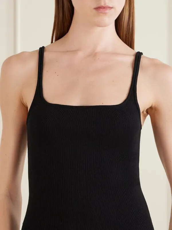 ST. AGNI Rib-knitted Jersey Tank - Black