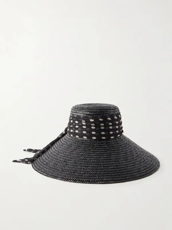 Eugenia Kim Mirabel Straw Sunhat With Chiffon Trim - Black