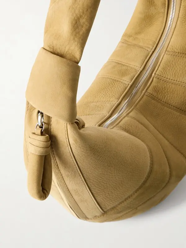 LEMAIRE Fortune Croissant Paneled Nubuck Shoulder Bag - Brown