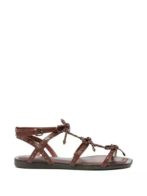 Ash Gladius Studded Bow-detail Sandals - Brown