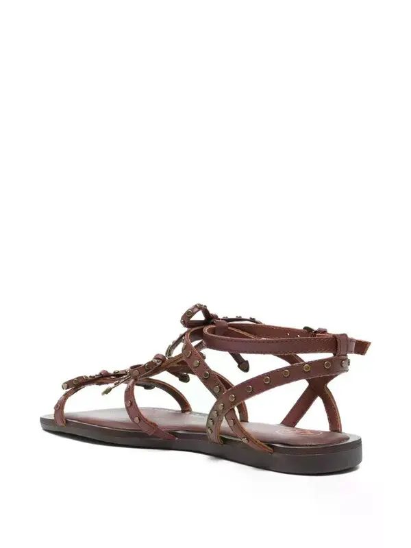 Ash Gladius Studded Bow-detail Sandals - Brown