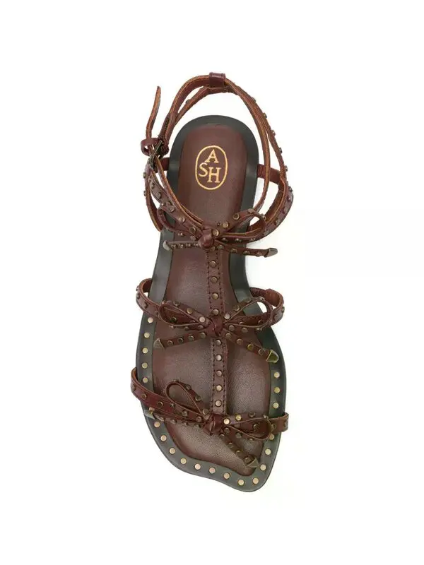 Ash Gladius Studded Bow-detail Sandals - Brown