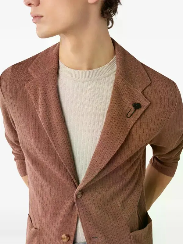 LARDINI Single-breasted Ribbed Blazer - Brown