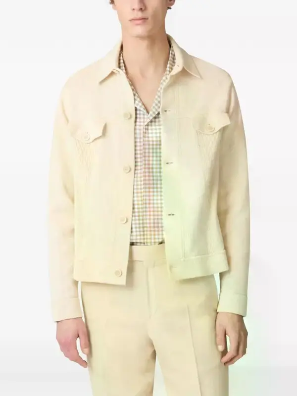 LARDINI Knitted Cotton Spread Collar Jacket