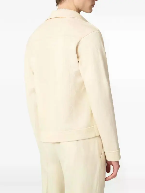 LARDINI Knitted Cotton Spread Collar Jacket