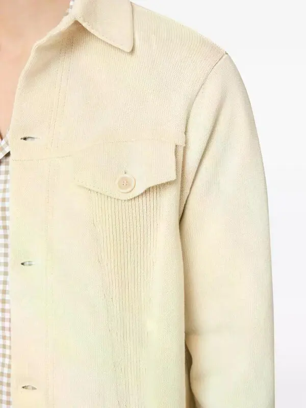 LARDINI Knitted Cotton Spread Collar Jacket