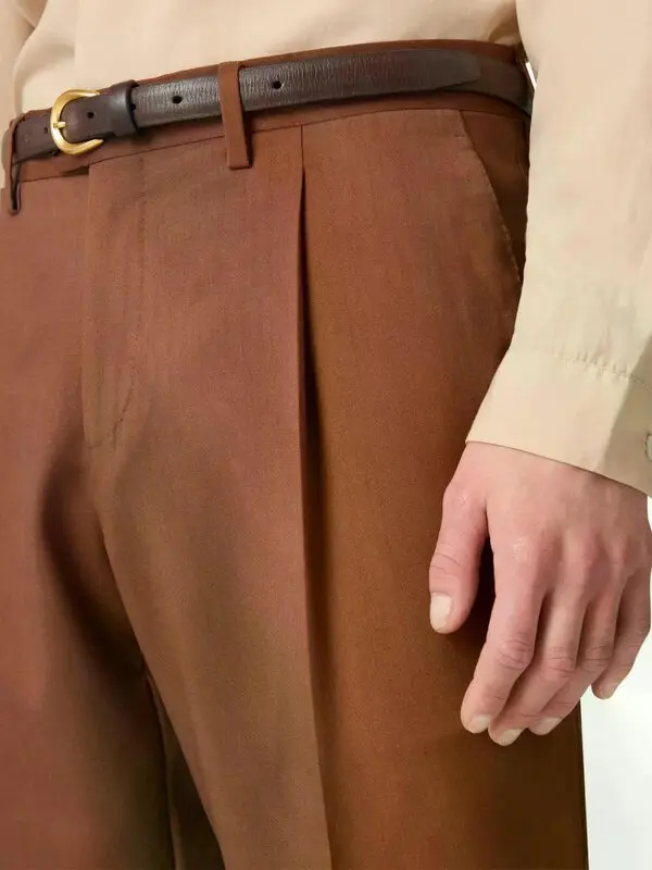 LARDINI Single-pleat Wool Serge Trousers