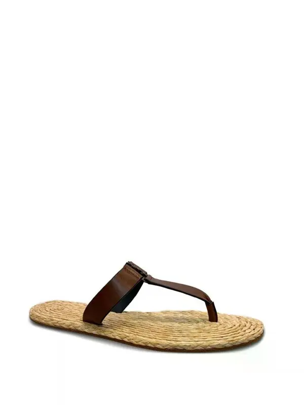 Saint Laurent Babylone Leather Sandals - Brown