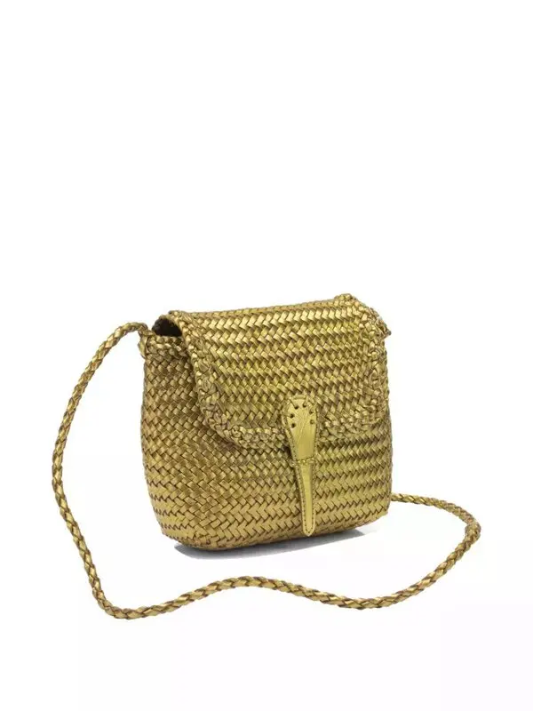 Dragon Diffusion Mini City Woven Leather Shoulder Bag - Gold