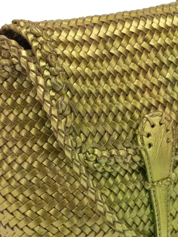 Dragon Diffusion Mini City Woven Leather Shoulder Bag - Gold