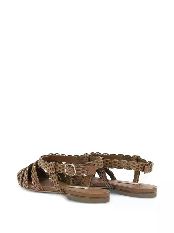 Casadei Woven Leather Slingback Flats