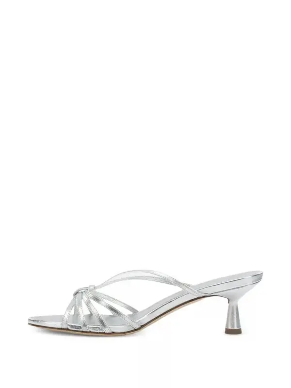 AeydĒ Abby Laminated Leather Sandals - Silver