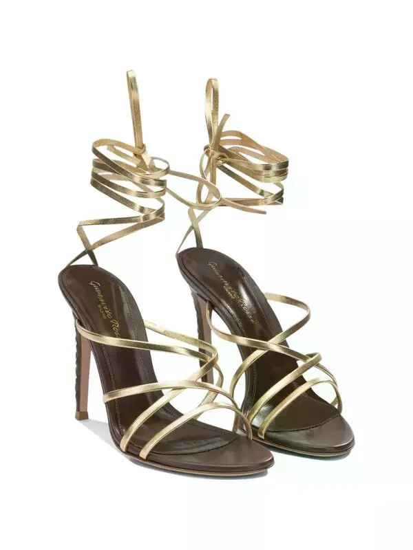 GIANVITO ROSSI Lace-up Stiletto-heel Sandals - Brown