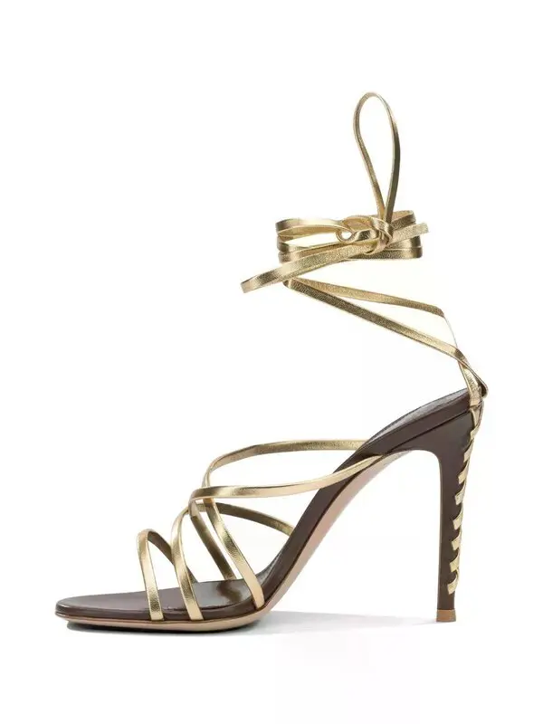 GIANVITO ROSSI Lace-up Stiletto-heel Sandals - Brown