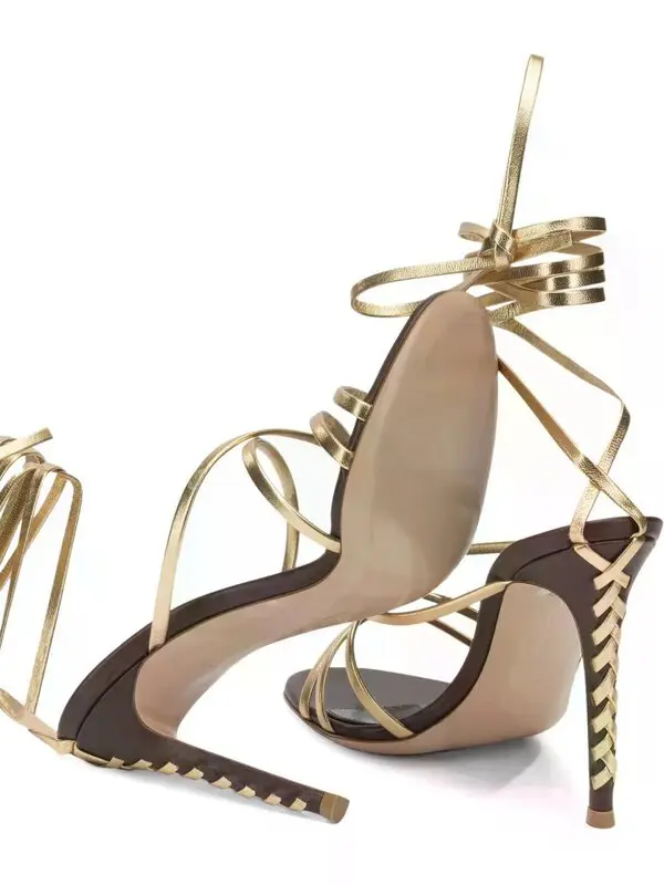 GIANVITO ROSSI Lace-up Stiletto-heel Sandals - Brown