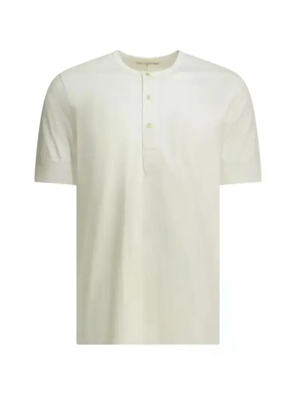 MERZ B. SCHWANEN Button-placket Short-sleeve T-shirt - Neutrals