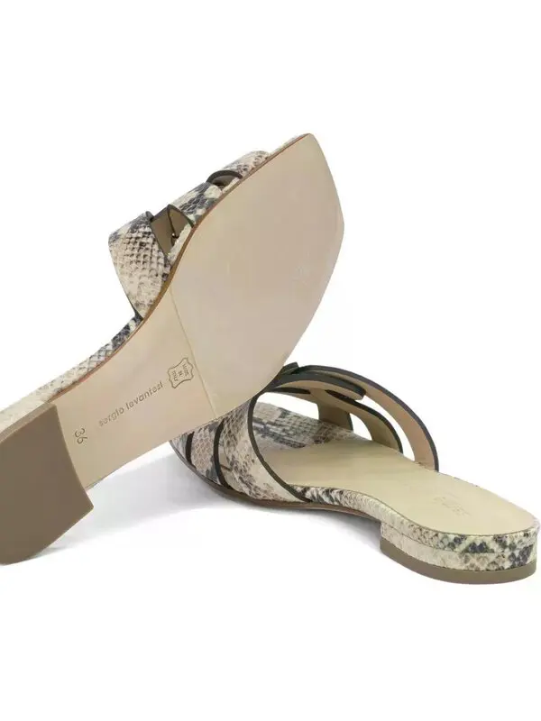 SERGIO LEVANTESI Norma6 Snake-effect Caged Sandals - Neutrals