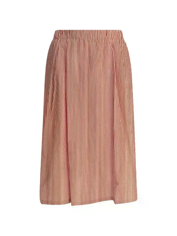 Apuntob Striped Pleated Cotton Midi Skirt