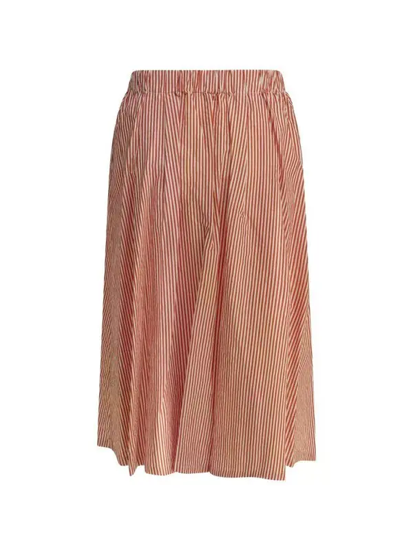 Apuntob Striped Pleated Cotton Midi Skirt