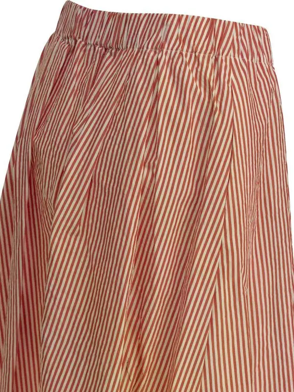 Apuntob Striped Pleated Cotton Midi Skirt
