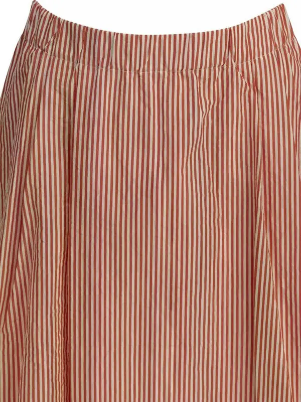 Apuntob Striped Pleated Cotton Midi Skirt