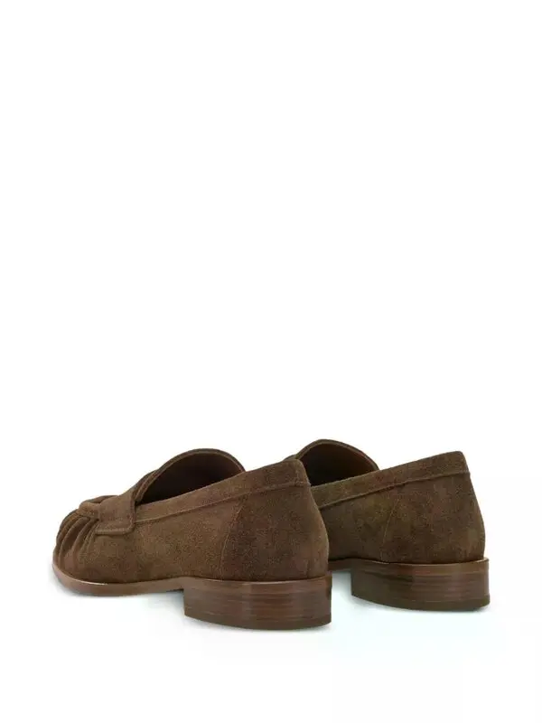 STRATEGIA SHOES Ruched Suede Loafers