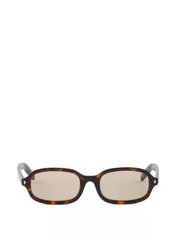 Prada Oval Sunglasses With Iconic Metal Plaque - Brown