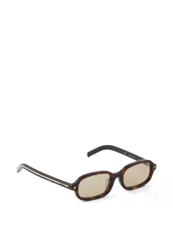 Prada Oval Sunglasses With Iconic Metal Plaque - Brown