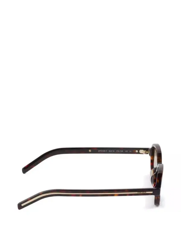 Prada Oval Sunglasses With Iconic Metal Plaque - Brown