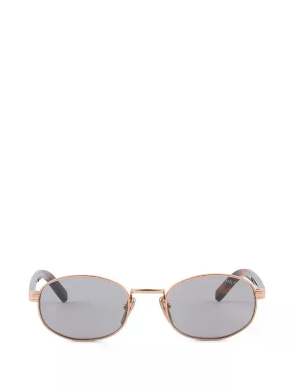 Prada Oval Sunglasses With Metal Plaque - Pink