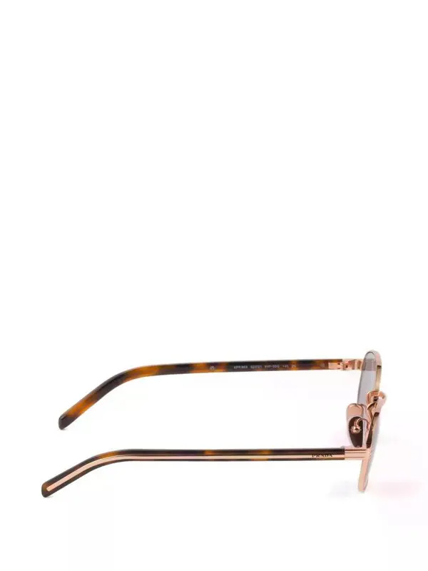 Prada Oval Sunglasses With Metal Plaque - Pink