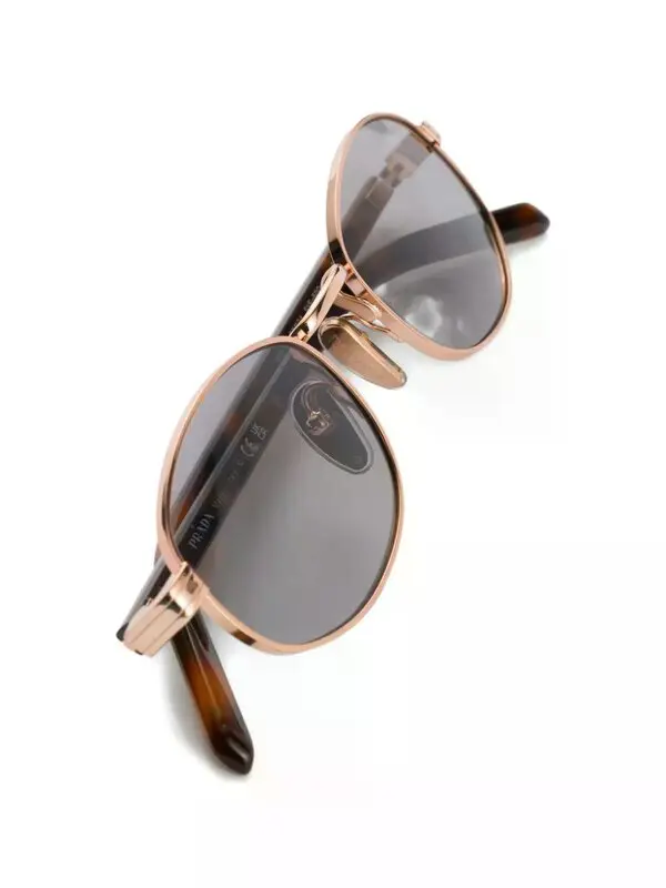Prada Oval Sunglasses With Metal Plaque - Pink