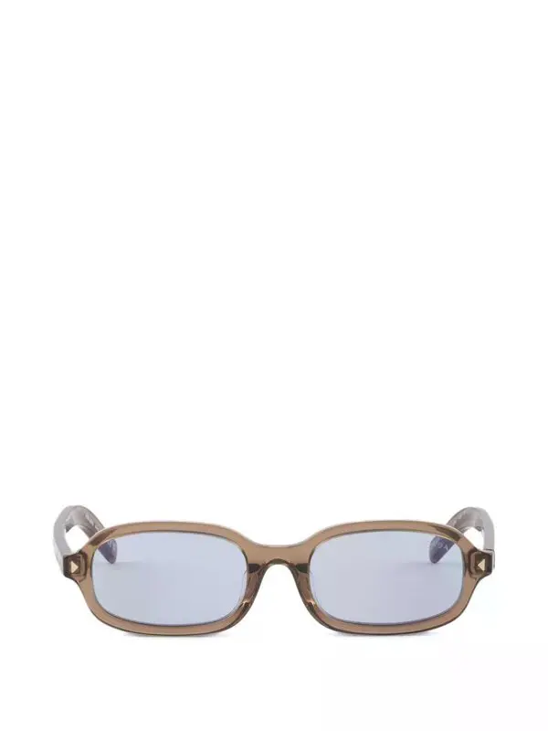 Prada Oval Sunglasses With Metal Plaque - Brown