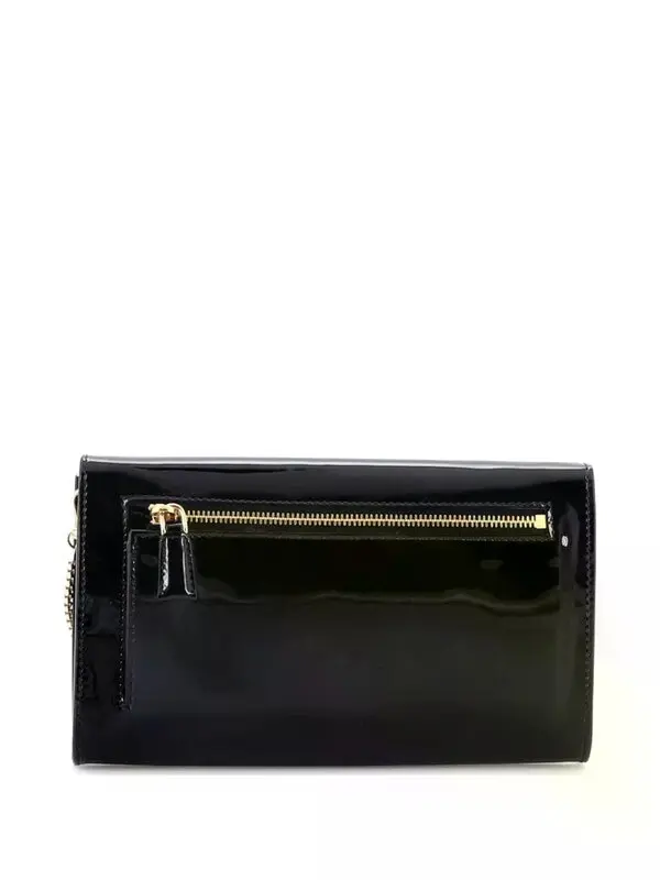 Prada Triangle Logo Envelope Chain Mini Clutch - Black