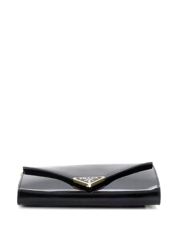 Prada Triangle Logo Envelope Chain Mini Clutch - Black