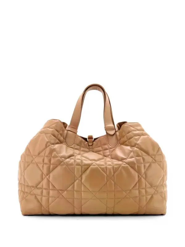Dior Macrocannage Quilt Large Tote Bag - Brown