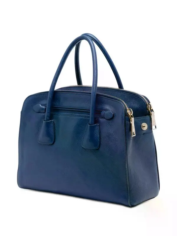 Prada Saffiano Cuir Double Zip Top Handle Satchel