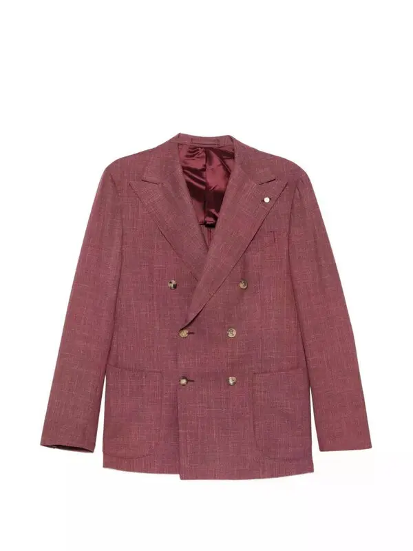 L.B.M. 1911 Double-breasted Peak-lapel Blazer - Red